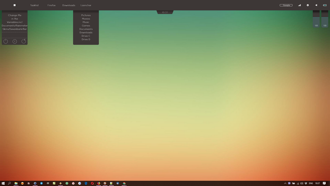 Sevenbark Taskbar Rainmeter Skin
